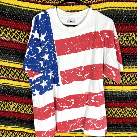 Delta | Shirts | Vintage 9s Aop American Flag Single Stitch T Shirt ...